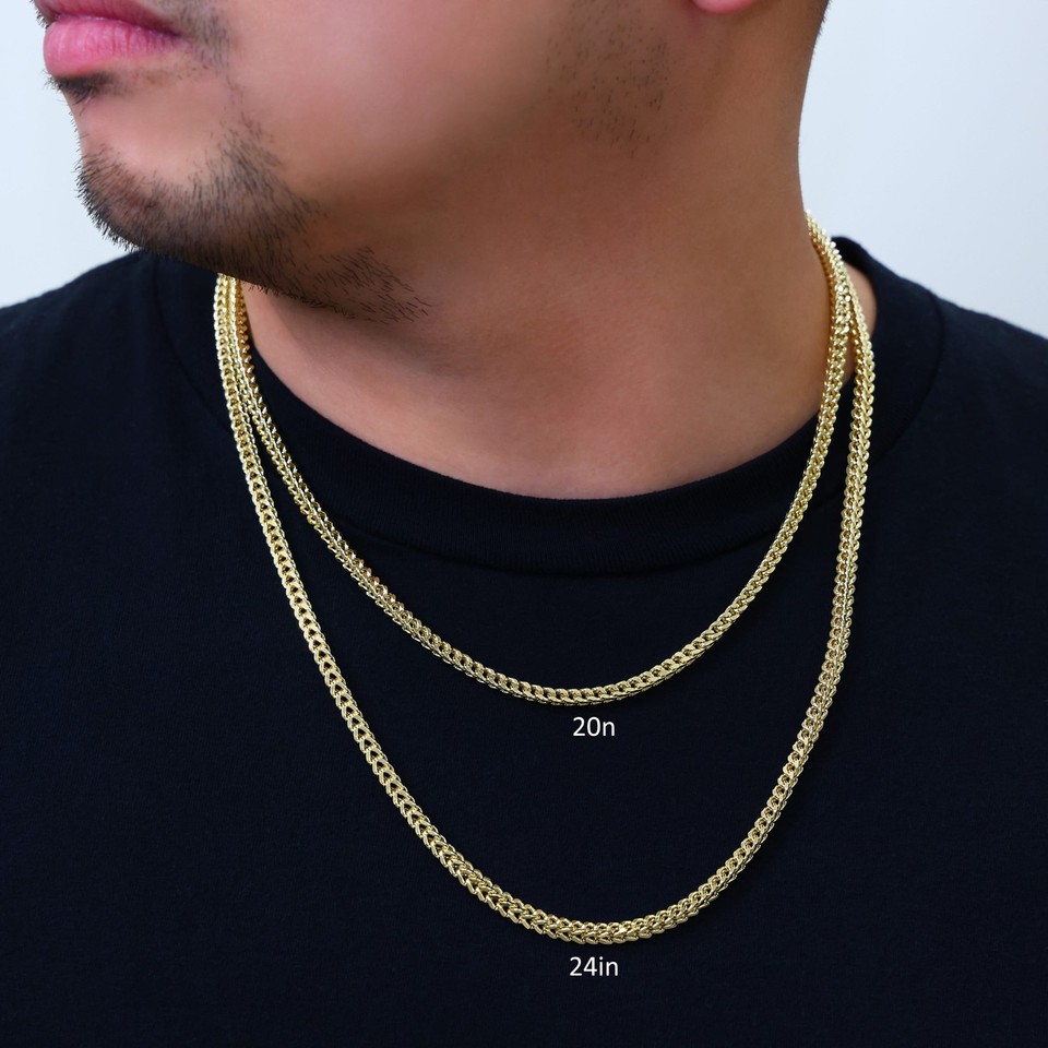 14K Yellow Gold 1.5mm-5mm Franco Square Box Chain Necklace Mens Womens ...