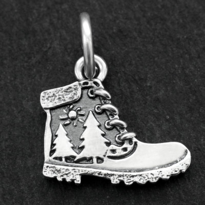 925 Sterling Silver Climbing Boot Pendant Hiking Charm Adventure For ...
