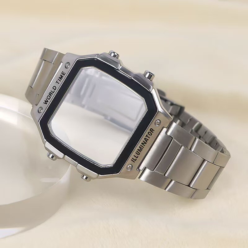 Metal Watch Strap + Modified Stainless Steel Case Cover For Casio ...