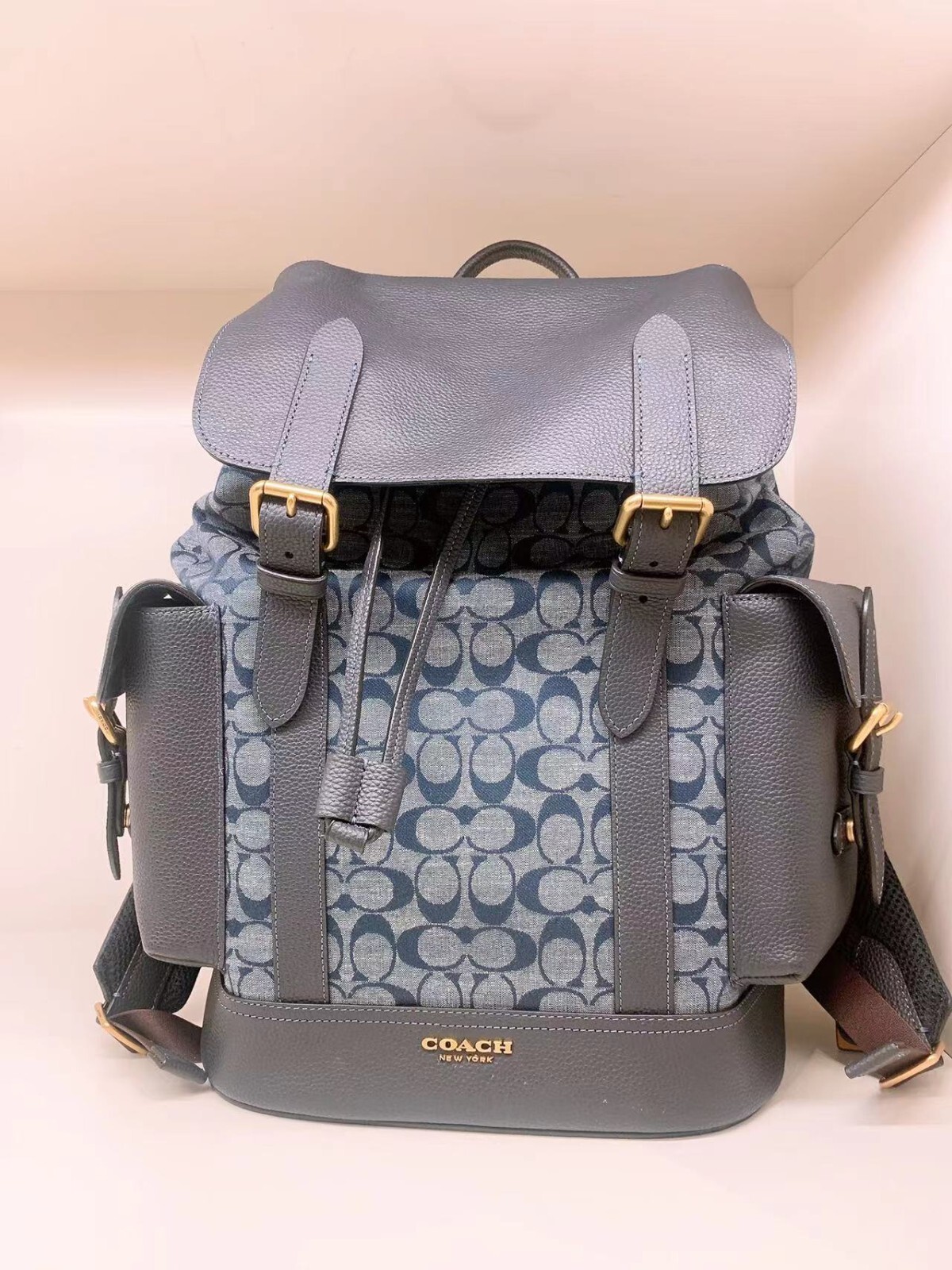 NWT Coach MEN'S Hudson Backpack In Signature Canvas/Chambray | eBay