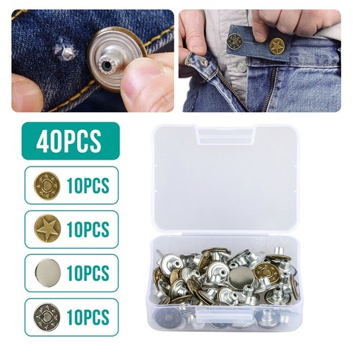 Jeans 40 Sets Metal Tack Buttons Replacement Kit Repair For Sewing ...