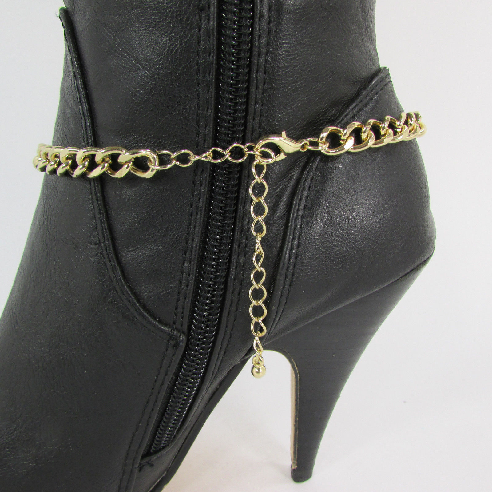 Women Bracelet Fashion Boots Chain Strap Gold Black Metal LOVE Shoe ...