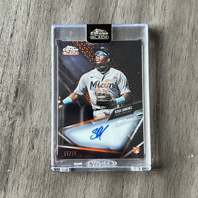 JESUS SANCHEZ 2021 TOPPS CHROME BLACK Orange /25 ON CARD ROOKIE AUTO RC ...