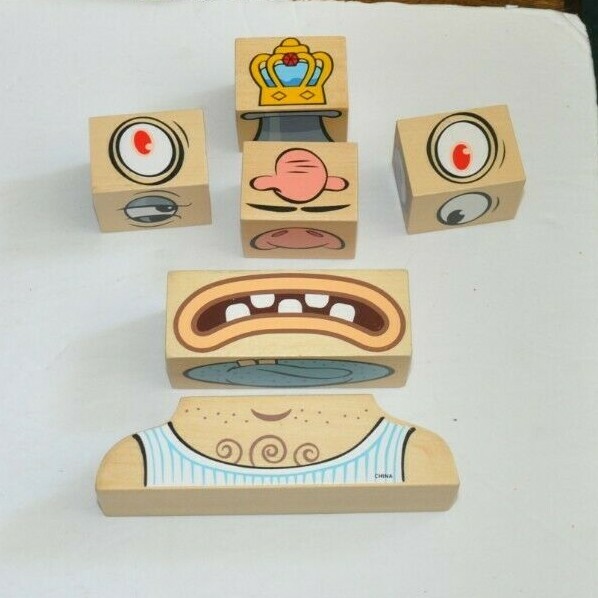 FUNNY FACE wood wooden BLOCKS silly face | eBay
