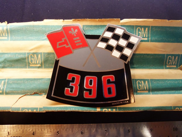 NOS 1967-1969 Camaro Chevelle Nova 396 Cross Flags Air Cleaner Decal ...