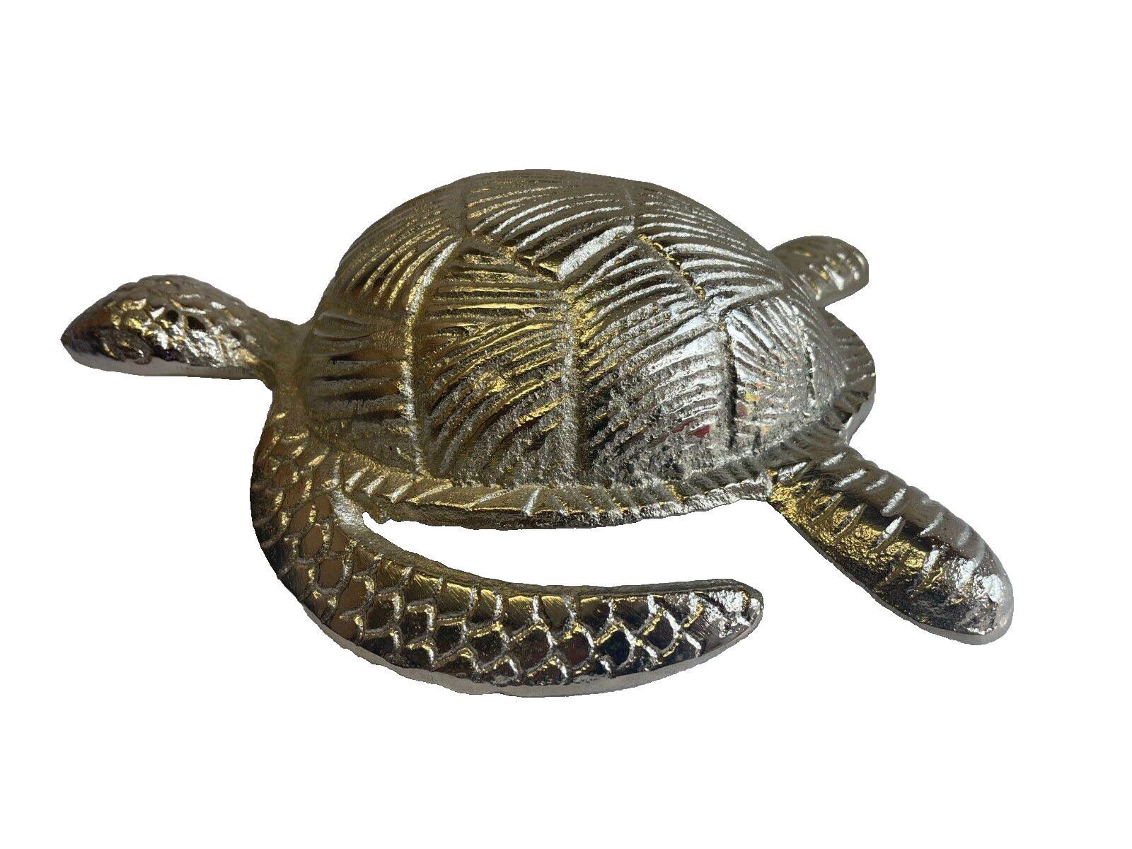 flashy BIG metal Turtle Statue Silver color home decor GREAT quality ...