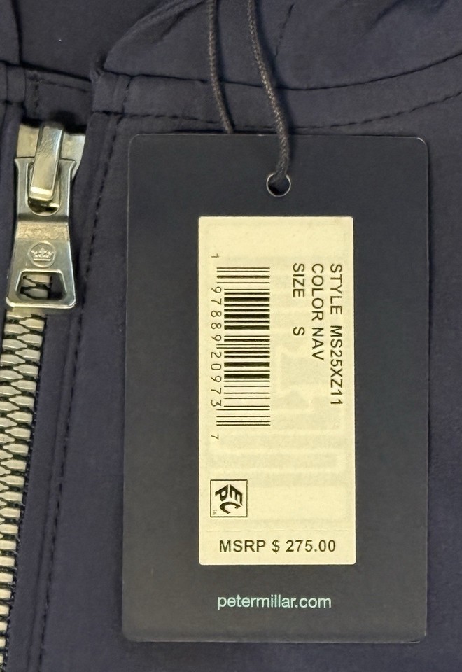 Peter Millar Size Small Crown Crafted Quest Jacket Navy Half Zip Hoodie ...