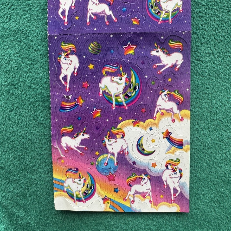 VINTAGE & RARE LISA FRANK STICKER SHEET MARKIE UNICORN & MOON SHOOTING ...