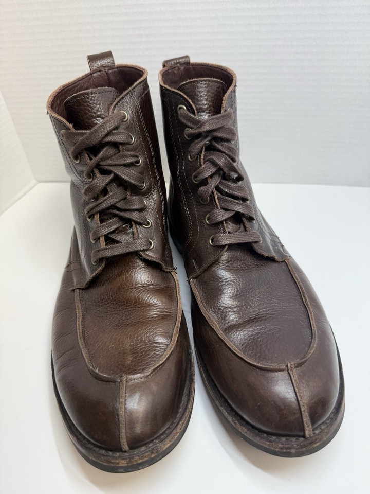 Allen Edmonds Rainier Split Toe Blucher Boot In Brown Grain Leather Sz ...