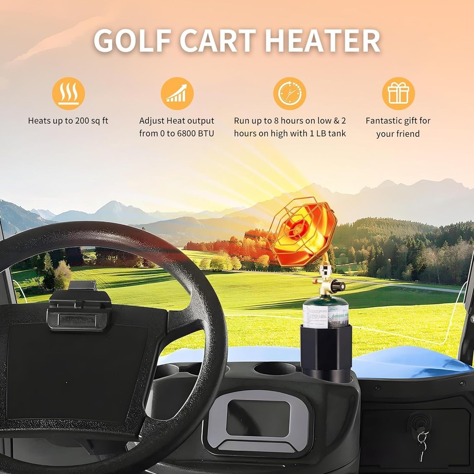6800BTU Propane Golf Cart Heater, Propane Heater with Igniter, 2 in 1 ...