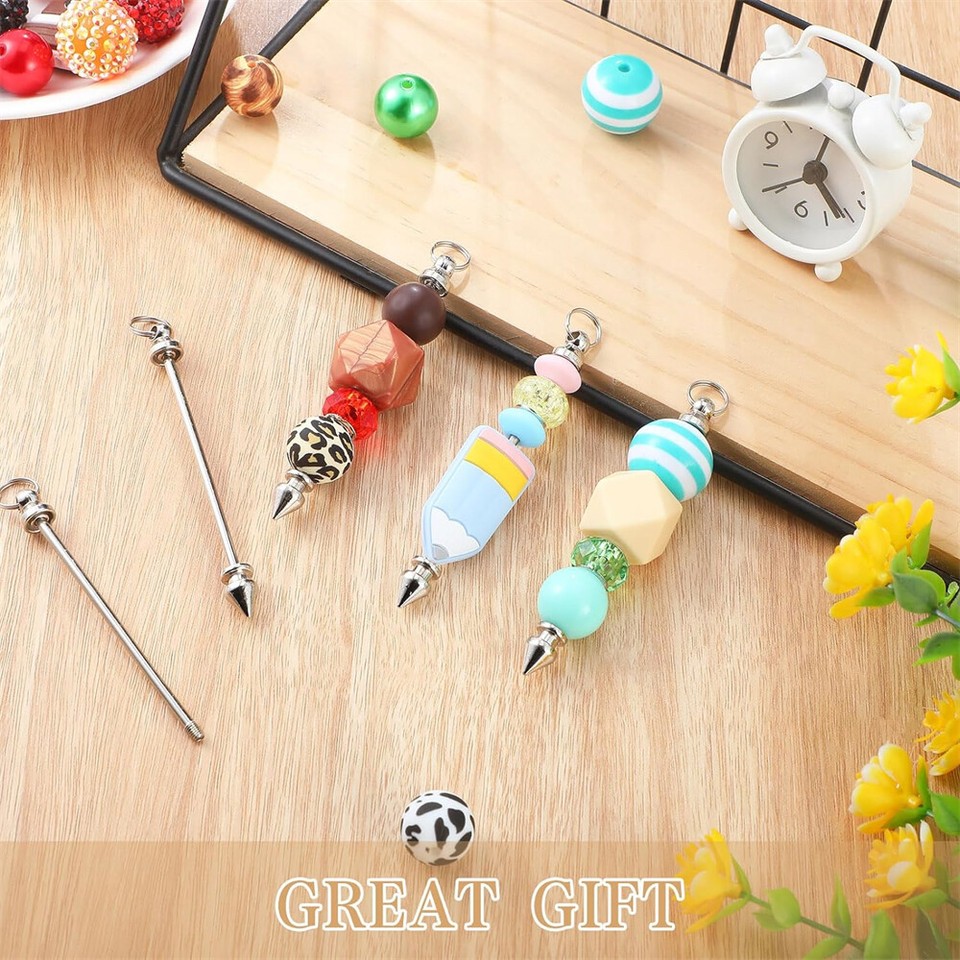 20Pcs Beadable Keychain Bar, Metal DIY Blank Bead Key Chain Making ...