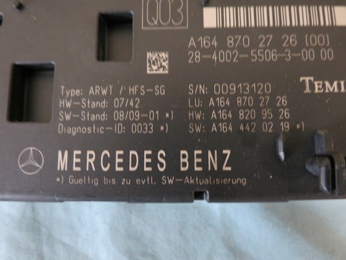 09-12 Mercedes w164 x164 ML GL Tailgate Liftgate Door Control Unit ...