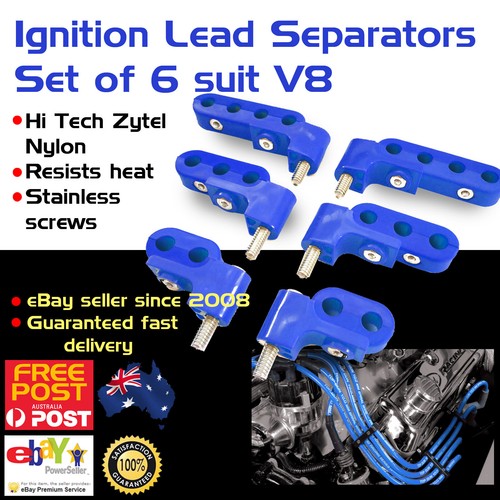 Ignition Lead Separators Kit 8-9mm Hi Temp V8 Blue Brackets Mounts S ...