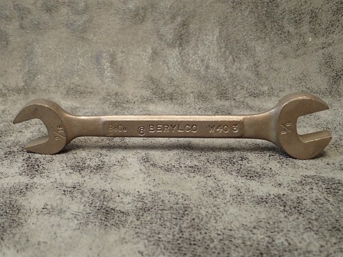 W-403 NGK Berylco 9/16" x 5/8" Non-Sparking Double Open-End Wrench 6-3/ ...