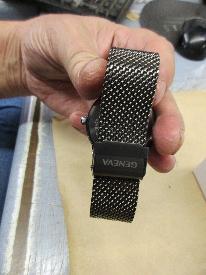 New Old Stock Geneva Diamond Men's Quartz Watch Gunmetal Tone | eBay