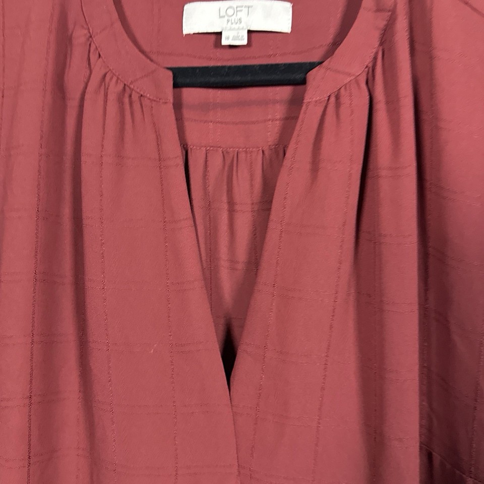 Loft Plus Women Plus Burgundy Long Sleeve Blouse Top 18 | eBay
