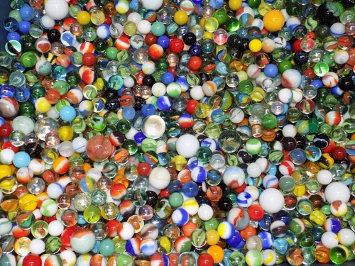 Mixed Lot 55 Assorted Old Vintage To Modern Colorful Glass Marbles ...