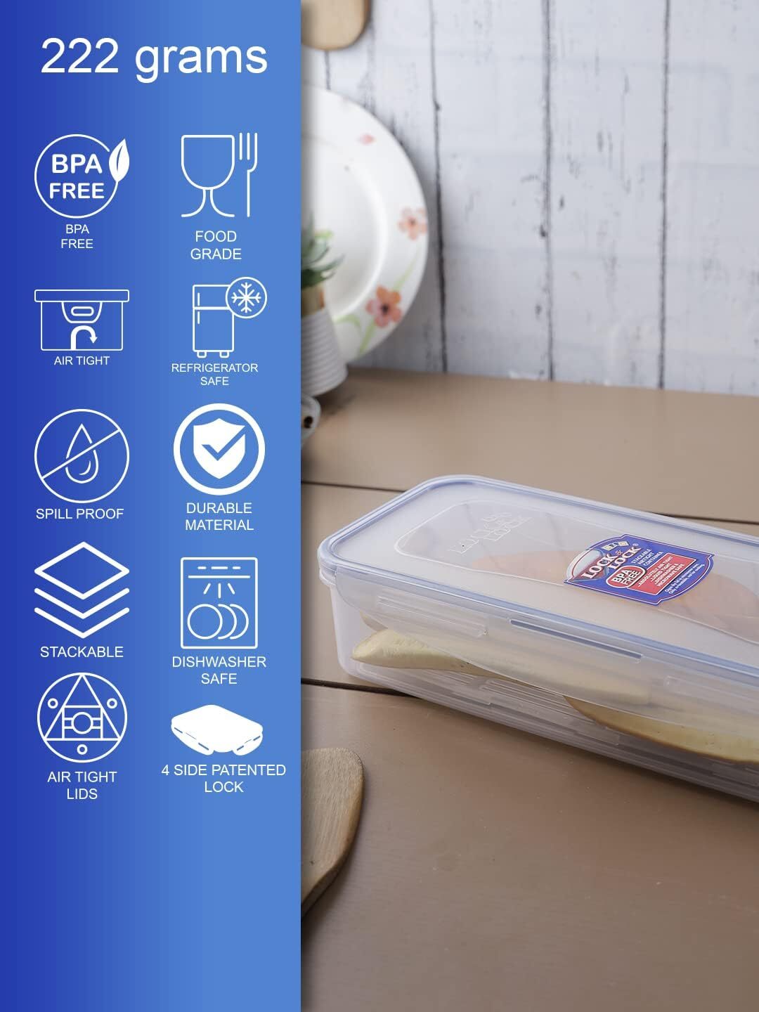 Lock & Lock 1 Litre Bacon Box Rectangular Storage Container With ...