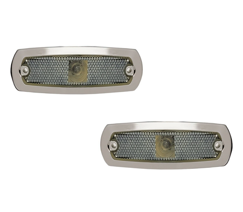 2Pcs Smoke JDM Side Fender Marker Lights With Chrome Bezel Trailer RV ...