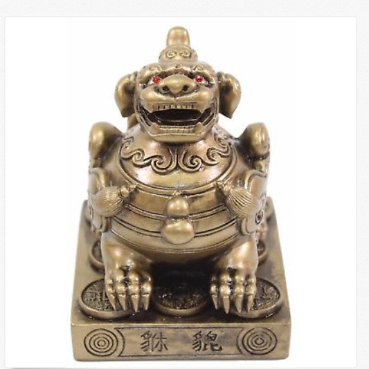 Feng Shui Brass Color 4" Pi Yao Pi Xiu Statue Figurine Paperweight Gift ...