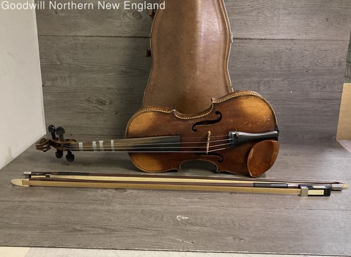 Vintage Violin Wood Chinrest Mother of Pearl Inlay Back Bundle W Bows ...