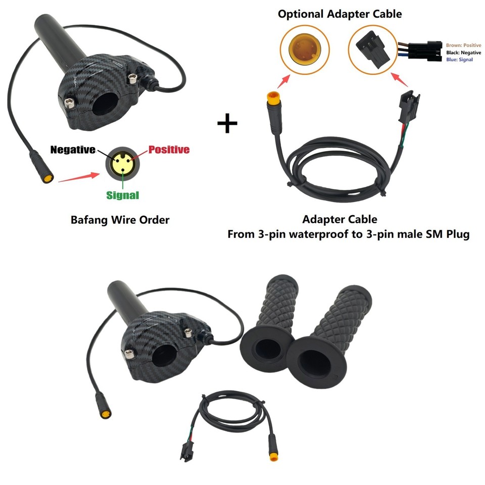 SurRon Style EBike Full Bar Twist Throttle with hand grips for Bafang ...