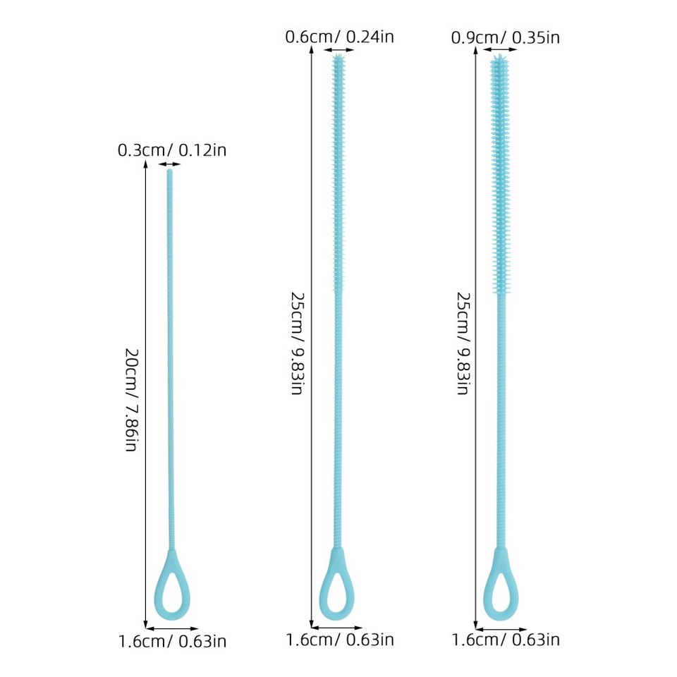 3pcs Bottle Straw Cleaner Silicone, 7.9" Long Handle Cleaning Brushes ...