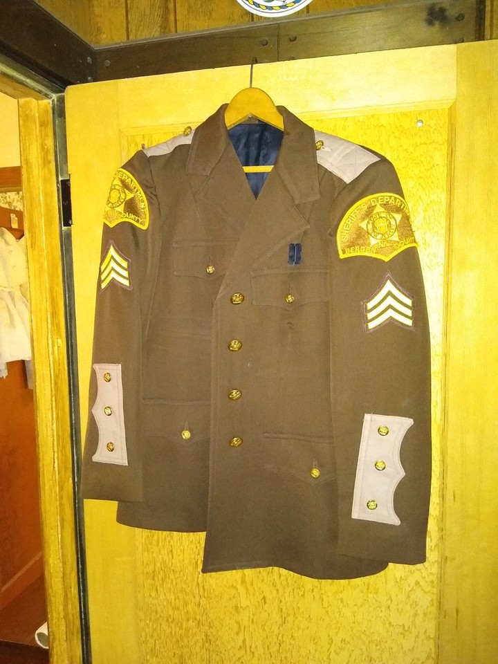 Vtg All Cities Uniform Classic Brown Sheriffs Sgt Police Dept Jacket ...