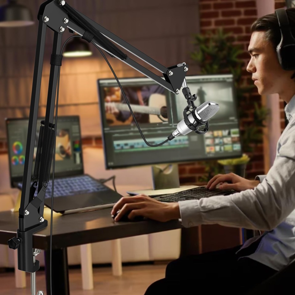 Microphone Stand, Adjustable Microphone Desk Stand for HyperX Mic Boom ...