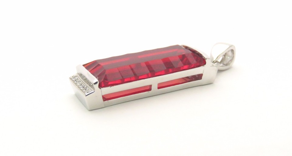 P1023 Red Ruby/ Forest Green Helenite Rectangular 925 Sterling Silver ...