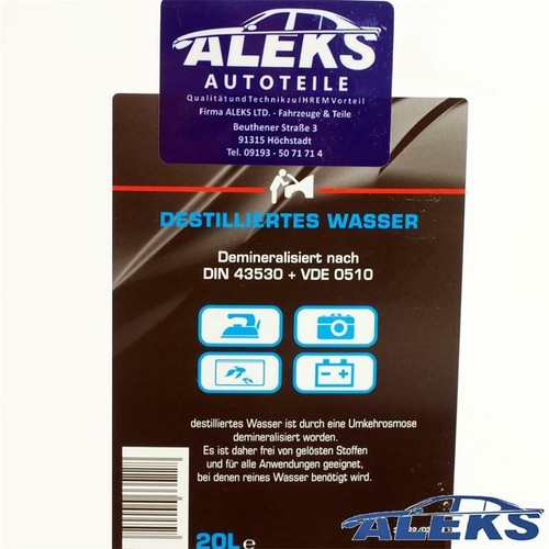 20 Liter destilliertes reines demineralisiertes Wasser DIN 43530 +VDE ...