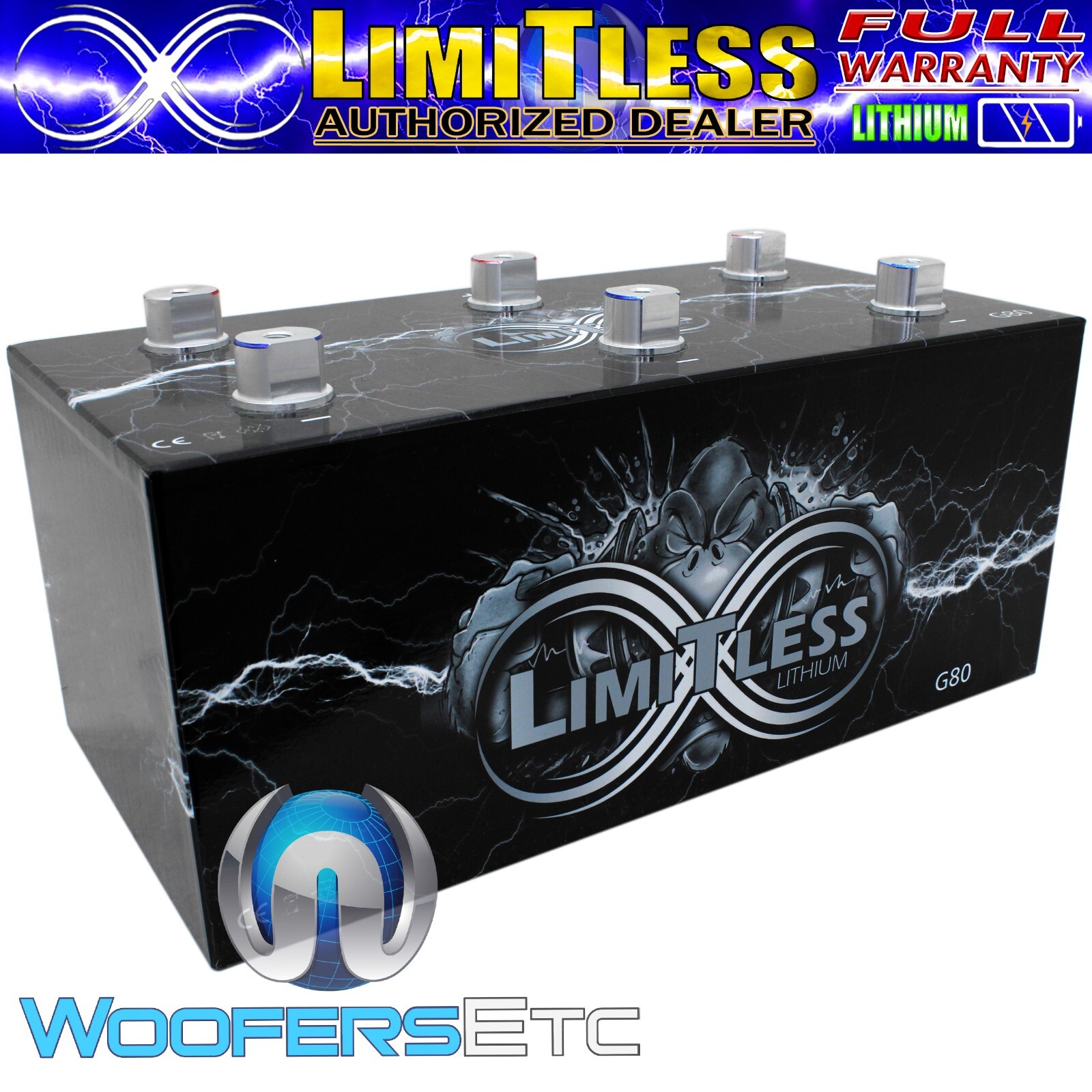 LIMITLESS LITHIUM G80 500A GORILLA LARGE BATTERY 14.8V 20000W HIFI SPL ...