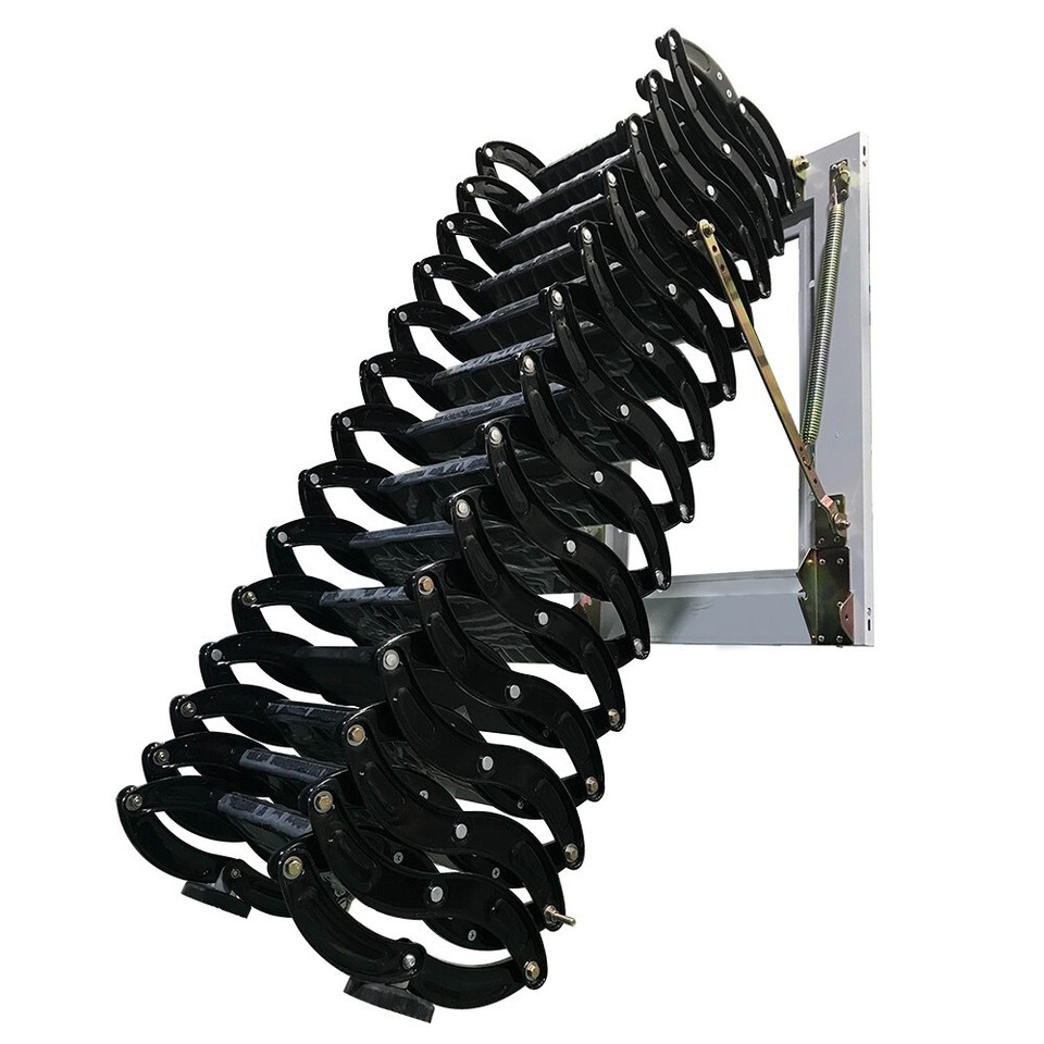 11.4 ft Side-mounted Telescopic Ladder 14 Steps Attic Loft Stairs ...