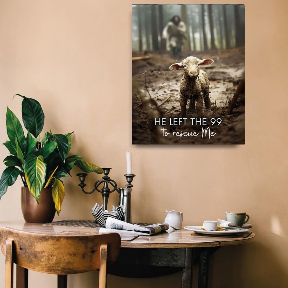 Jesus Running After Lamb Canvas Print He Left the 99 to Rescue Me Jesus ...