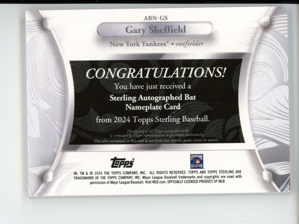 2024 Topps Sterling Gary Sheffield Bat Nameplate Auto 1/1 Yankees | eBay