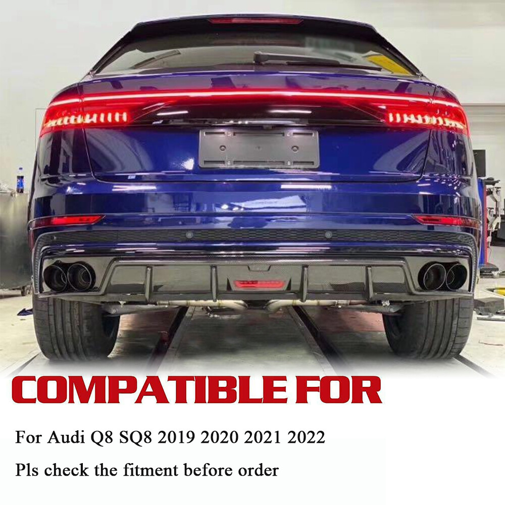 Carbon Fiber Rear Bumper Diffuser Spoiler Lip For Audi Q8 Sport SQ8 ...