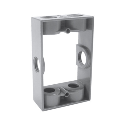 1 pc Weatherproof 1-Gang Metal Extension Ring 6 Six 1/2" Holes GRAY ...