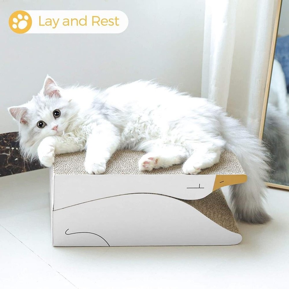 Wave Cardboard Cat Scratching Pad Lounge Cat Scratching Bed Duck Shaped ...
