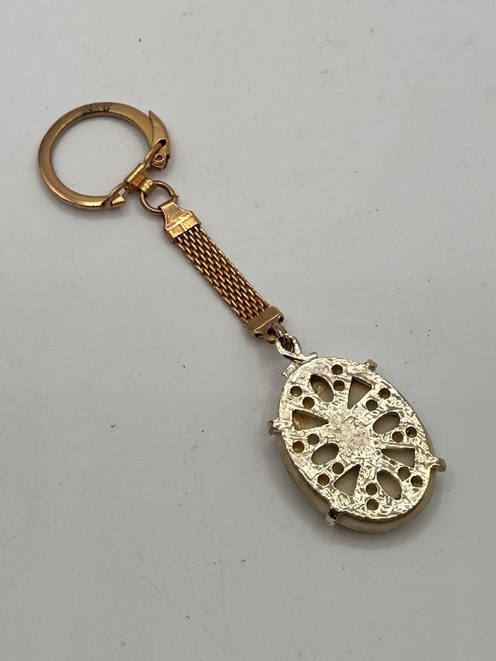 Vintage Floral Painted Porcelain Key Chain Gold Tone Matte Finish 4" | eBay