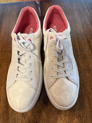 Coach Women’s Signature Clip PVC Low Top Sneakers Optic white/Petunia ...