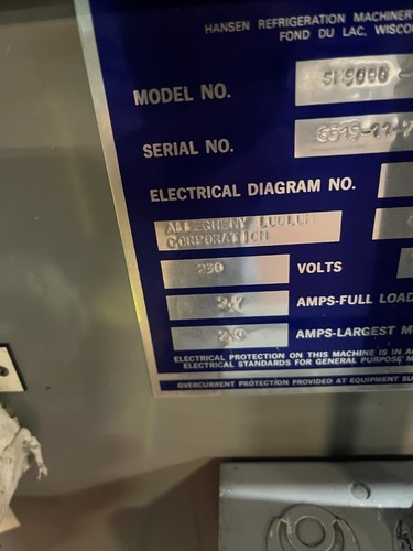 HANSEN REFRIGERATION,SM9000,CHILLER RFC-134A 230V 1PH 12.5A | eBay