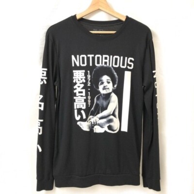 Vintage 21men NOTORIOUS Graphics Tee Sz S Crew Neck Long Sleeves Black ...