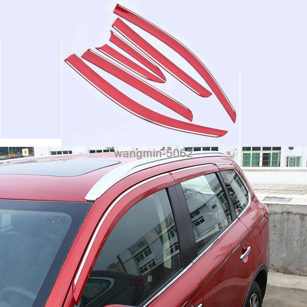 6*For 2014-2019 Mitsubishi Outlander Red Window Visor Shade Rain/Sun ...