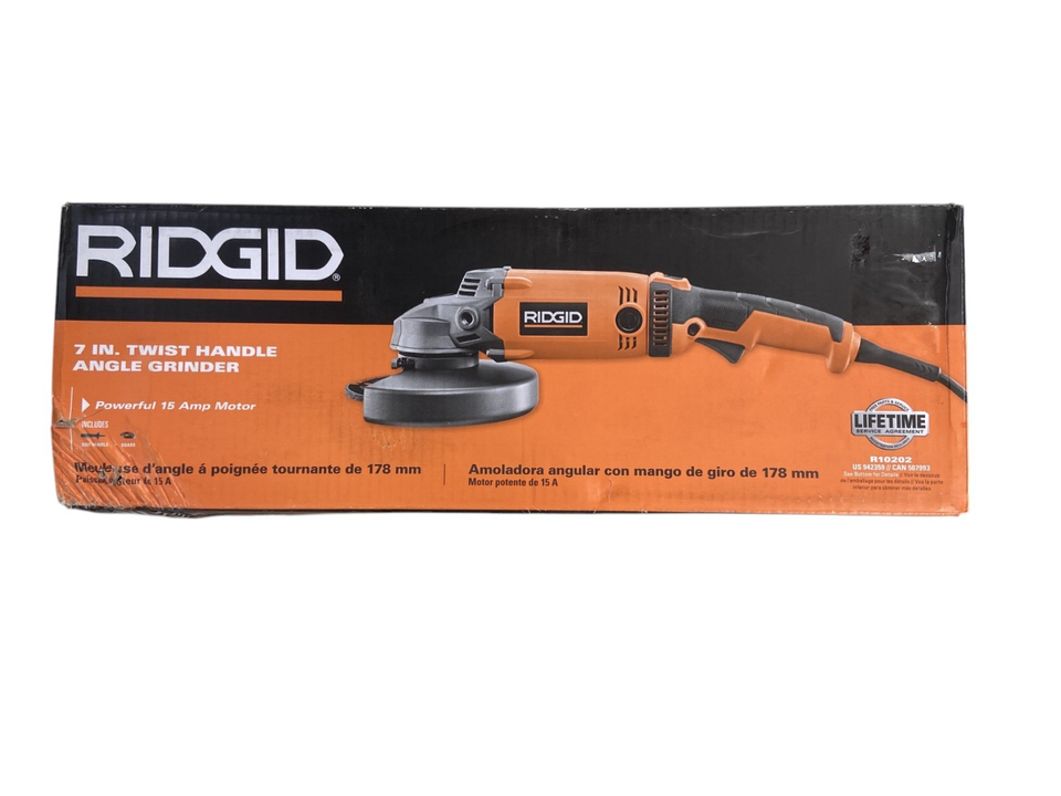 (BROKEN, FOR PARTS) RIDGID R10202 7" Twist Handle Corded Angle Grinder ...