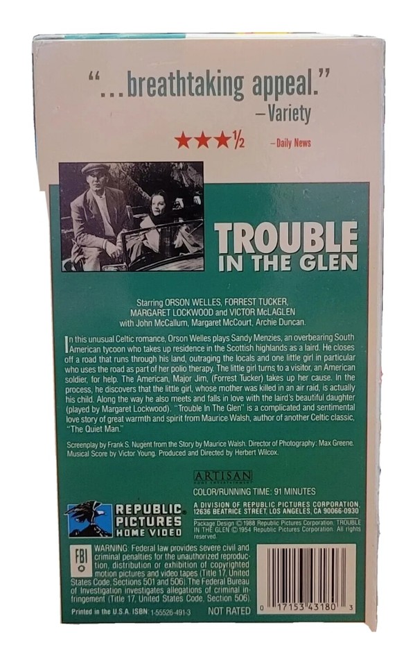 Trouble in the Glen VHS, 1988 Orson Wells Rated G, Sealed New ...