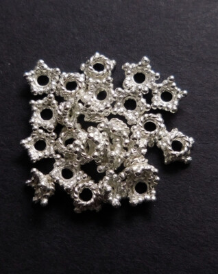40 Pcs 8mm Dotted Star Bali Bead Cap Sterling Silver Plated ha-425 | eBay