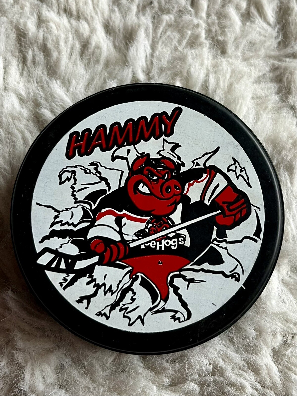 AHL Vintage Rockford IceHogs Hammy Hockey Puck | eBay