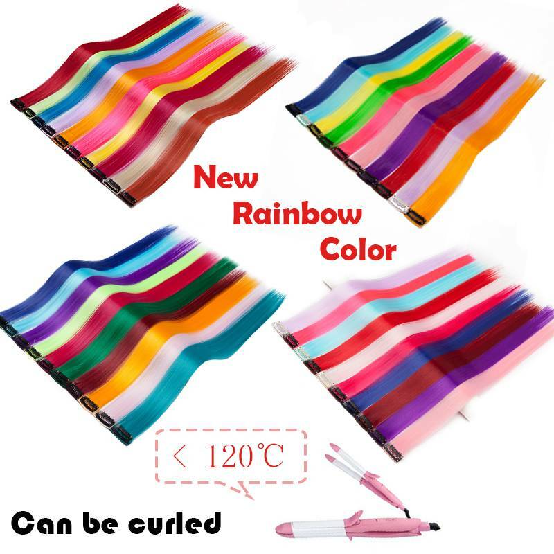 10 peices Highlight Clip In Colored Hair Extension Color Strip Straight ...