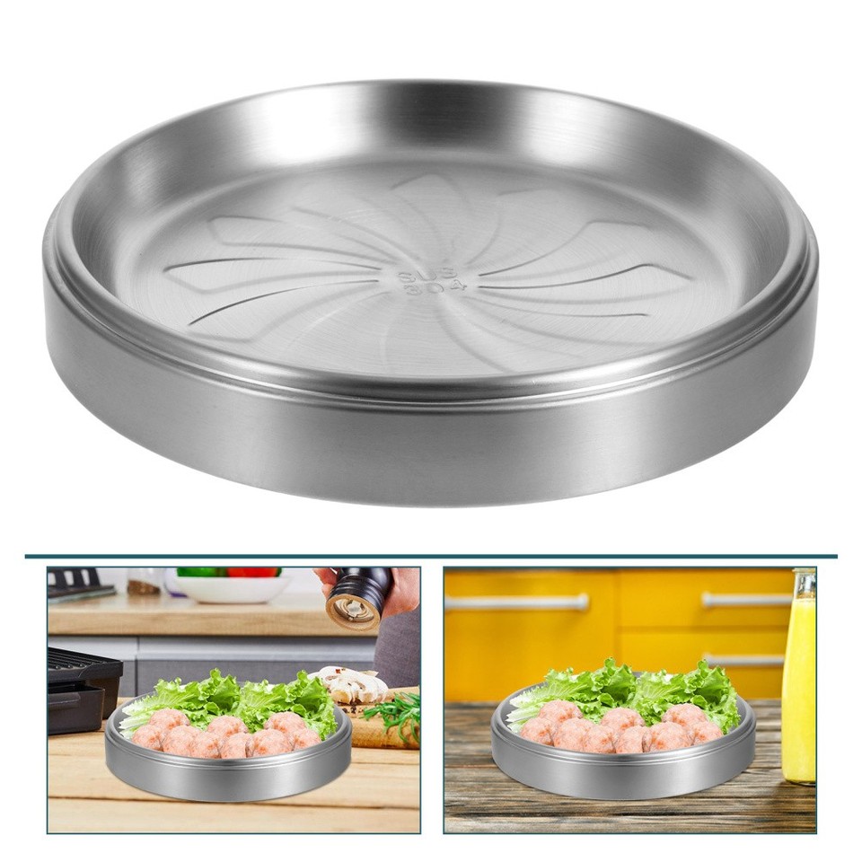 Round Stainless Steel Serving Tray Grill Prep Tray Food Serving Fruit ...