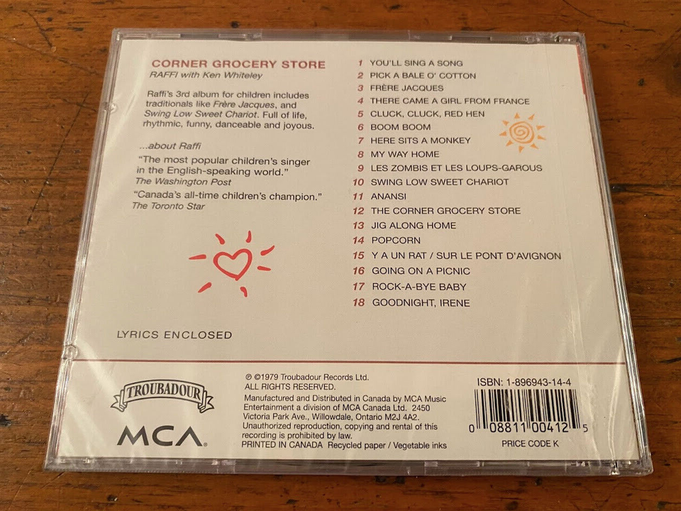 sealed/new RAFFI The Corner Grocery Store CD 1979 Baby Beluga Frere ...